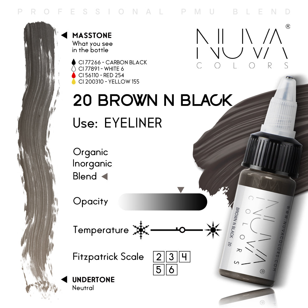 Nuva Colors pigmenten - Brown n Black 20 - Eyeliner pigment – Amavi PMU